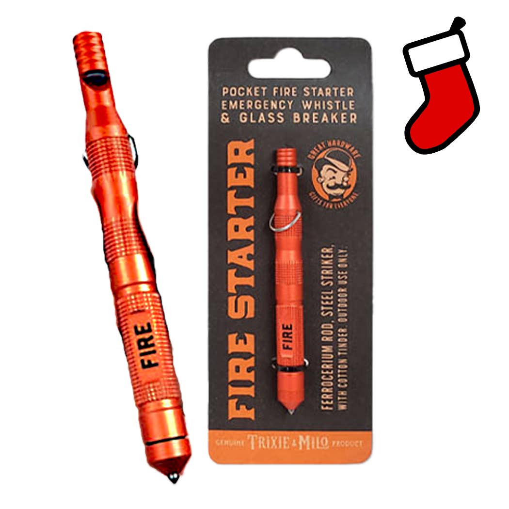 "Emergency Fire Starter" Pocket Fire Starter w/ Whistle – Evergreen Patio