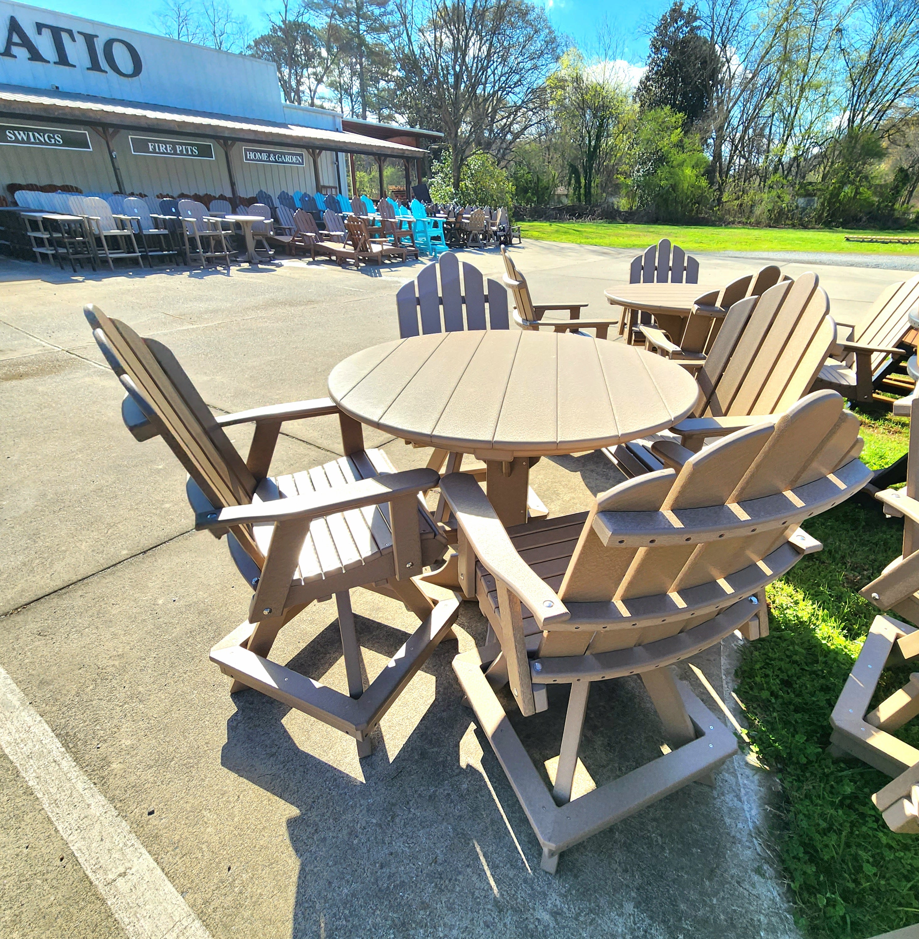 Amish 44" Round Table Set Counter Height with 4 Swivel Chairs ...